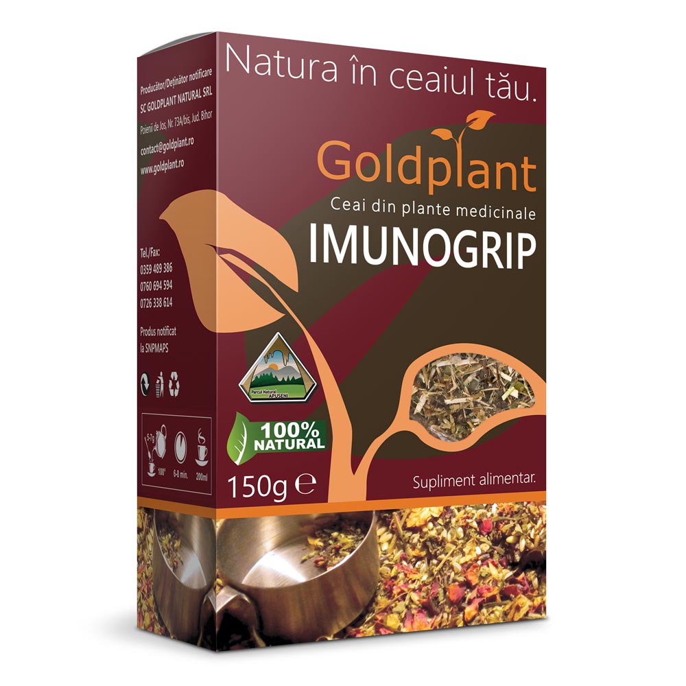 Imunogrip – Ceai natural 150g, Rețetă tradițională – Goldplant