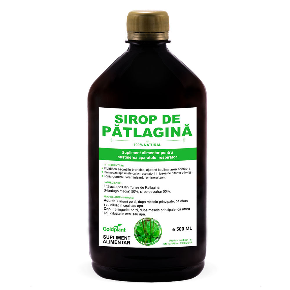 Pătlagină – Sirop 500ml cu extracte naturale din plante – Goldplant
