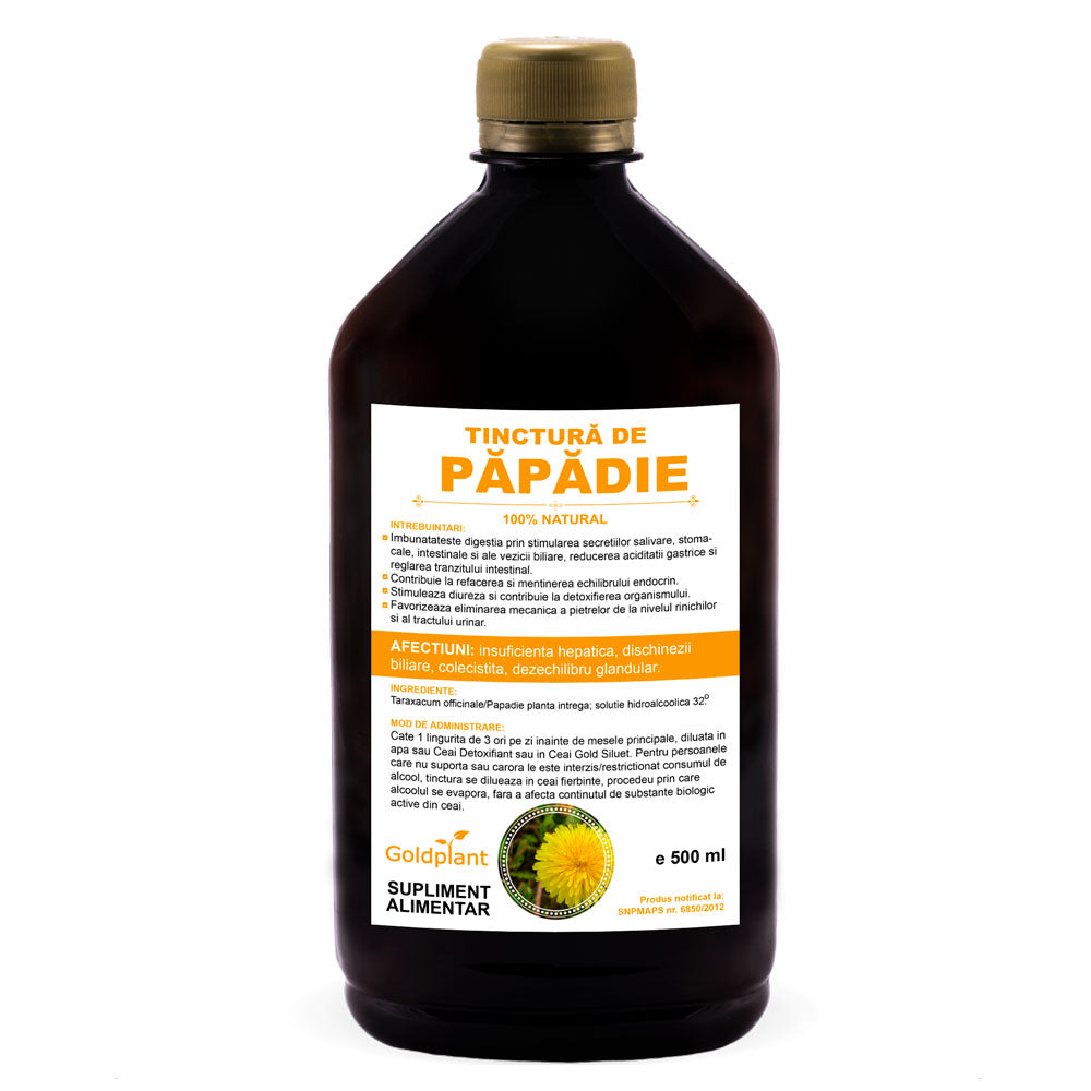 Păpădie – Tinctură 500ml, Extract concentrat – Goldplant